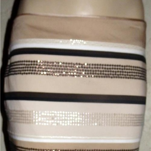 White House Black Market | Skirts | White House Black Market Beige Stripe Sequin Skirt | Poshmark